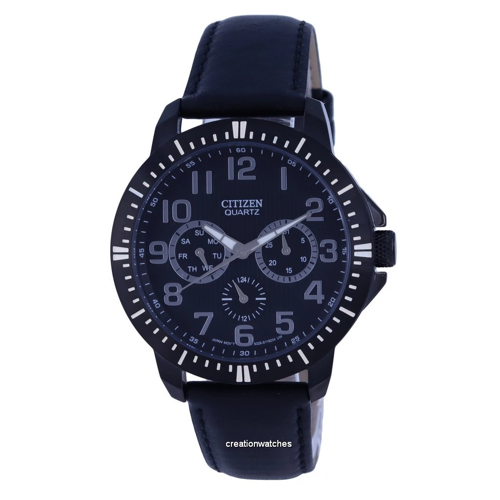 Citizen Analog Leather Black Dial Quartz AG8315-04E Men's Watch