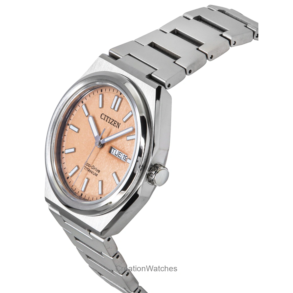 Citizen Zenshin Super Titanium Salmon Dial Eco-Drive AW0130-85Z 100M ...