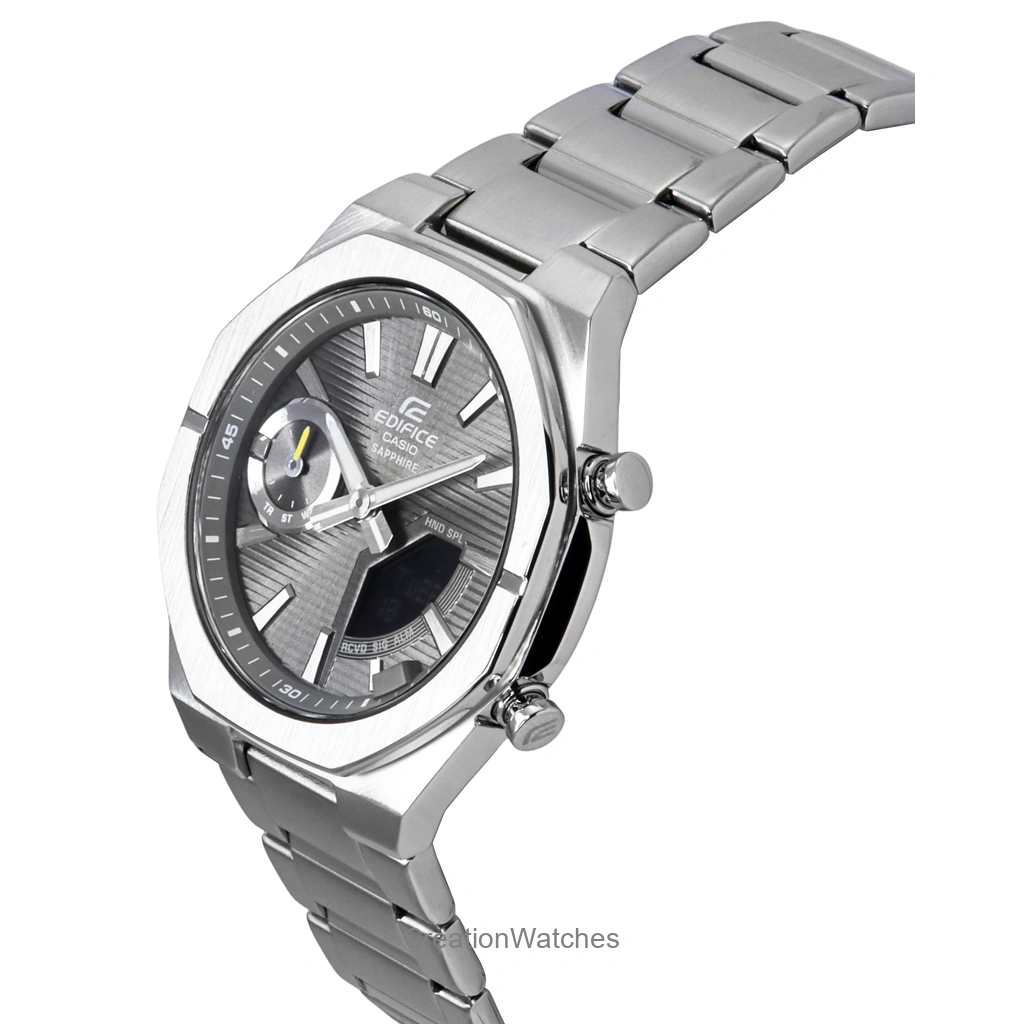 Casio Edifice Analog Digital Smartphone Link Stainless Steel Grey Dial Quartz ECB-S10D-8A 100M ...