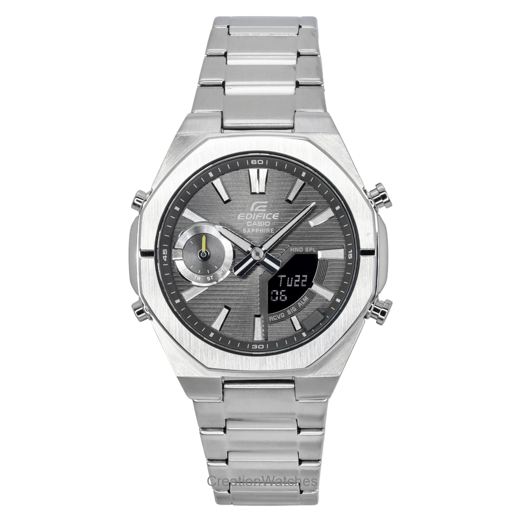 Casio Edifice Analog Digital Smartphone Link Stainless Steel Grey Dial Quartz ECB-S10D-8A 100M ...
