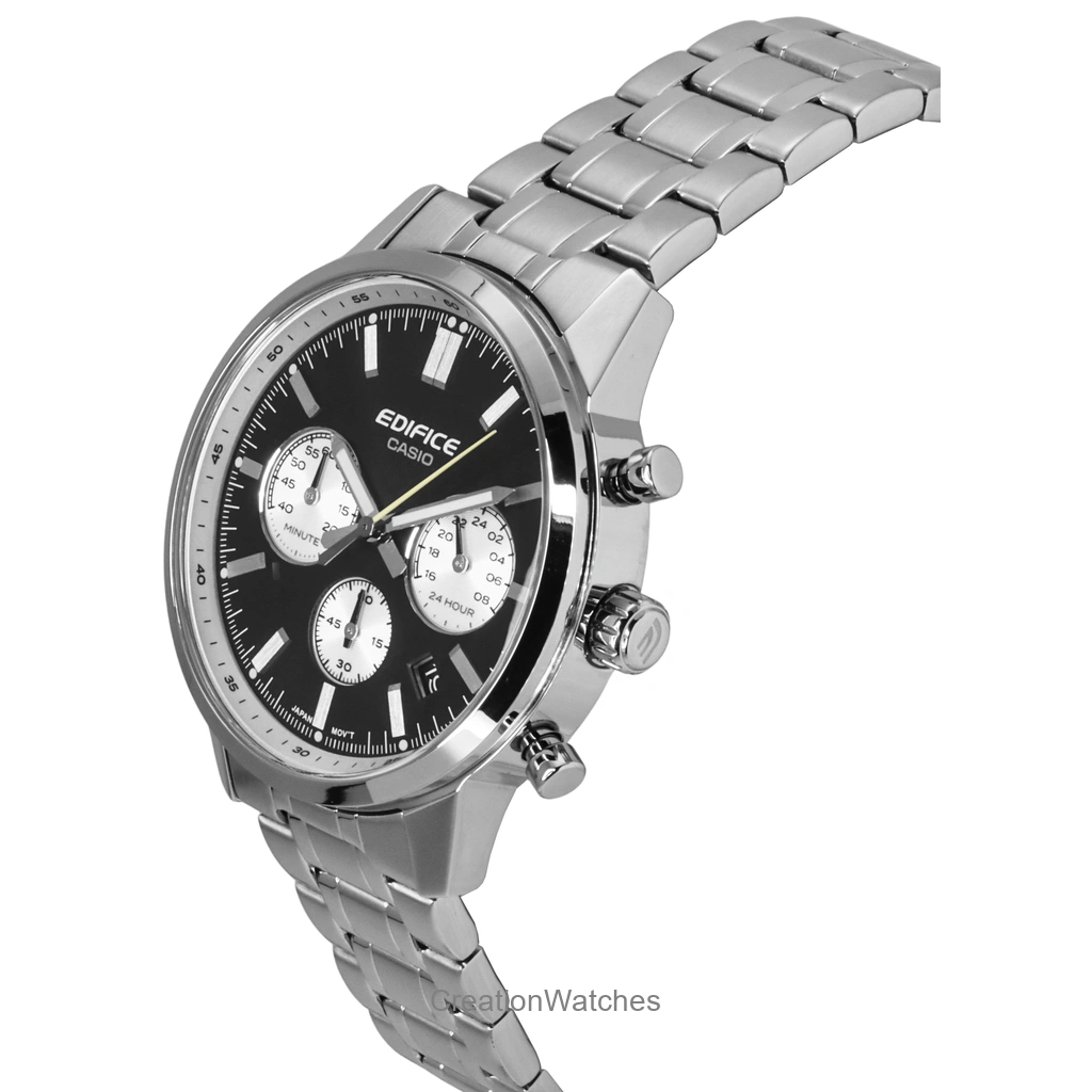 Casio Edifice Analog Chronograph Stainless Steel Black Dial Quartz EFR ...