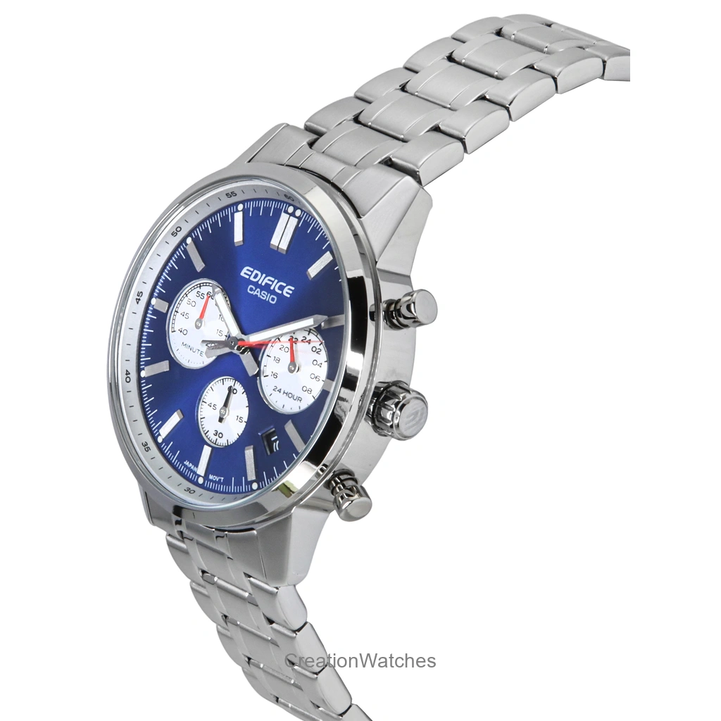 Casio Edifice Analog Chronograph Stainless Steel Blue Dial Quartz EFR ...