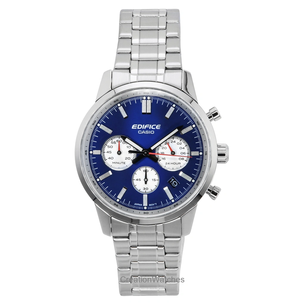 Casio Edifice Analog Chronograph Stainless Steel Blue Dial Quartz EFR ...