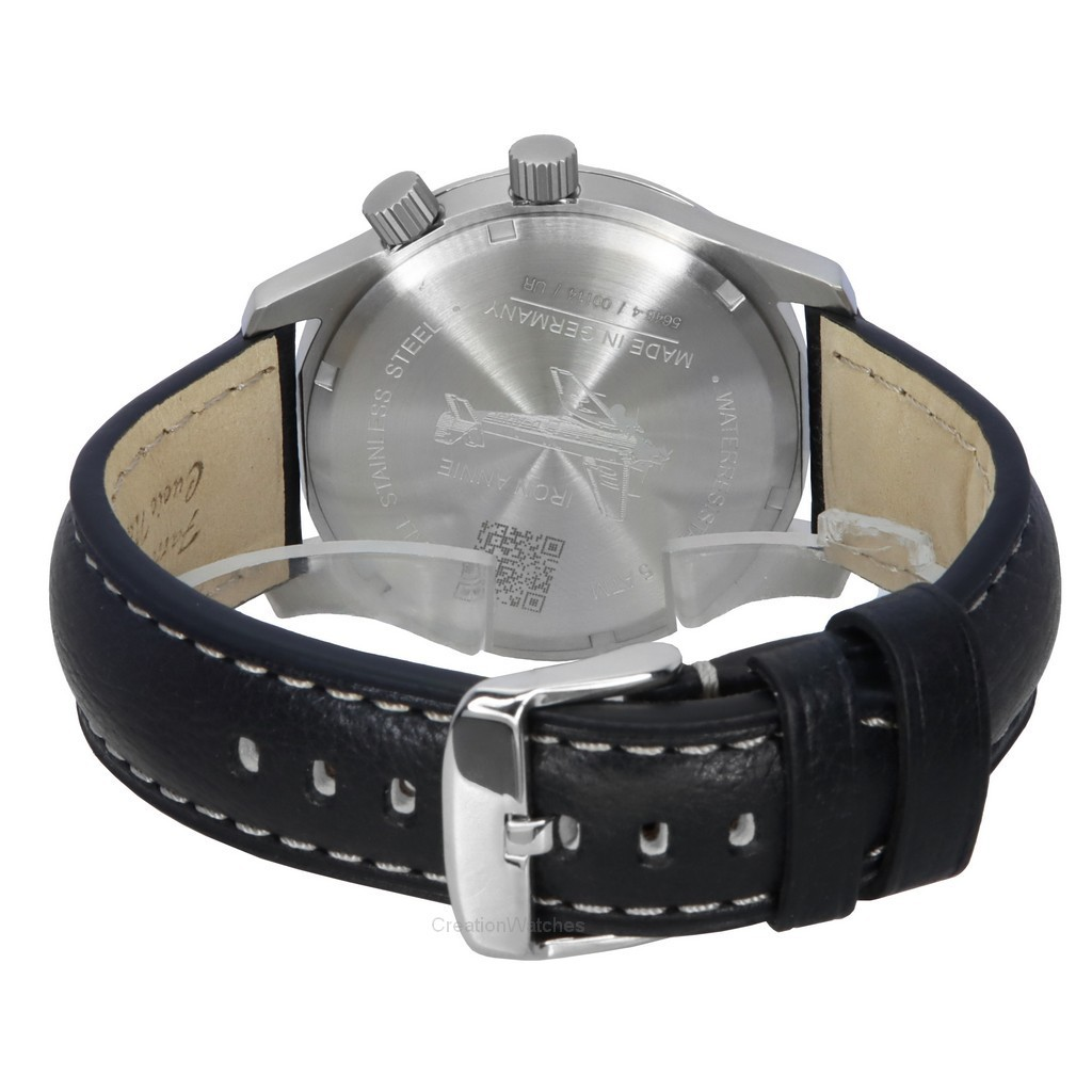 Iron Annie D-Aqui 1932 Dual Time Leather Strap Grey Dial Quartz 56464 ...