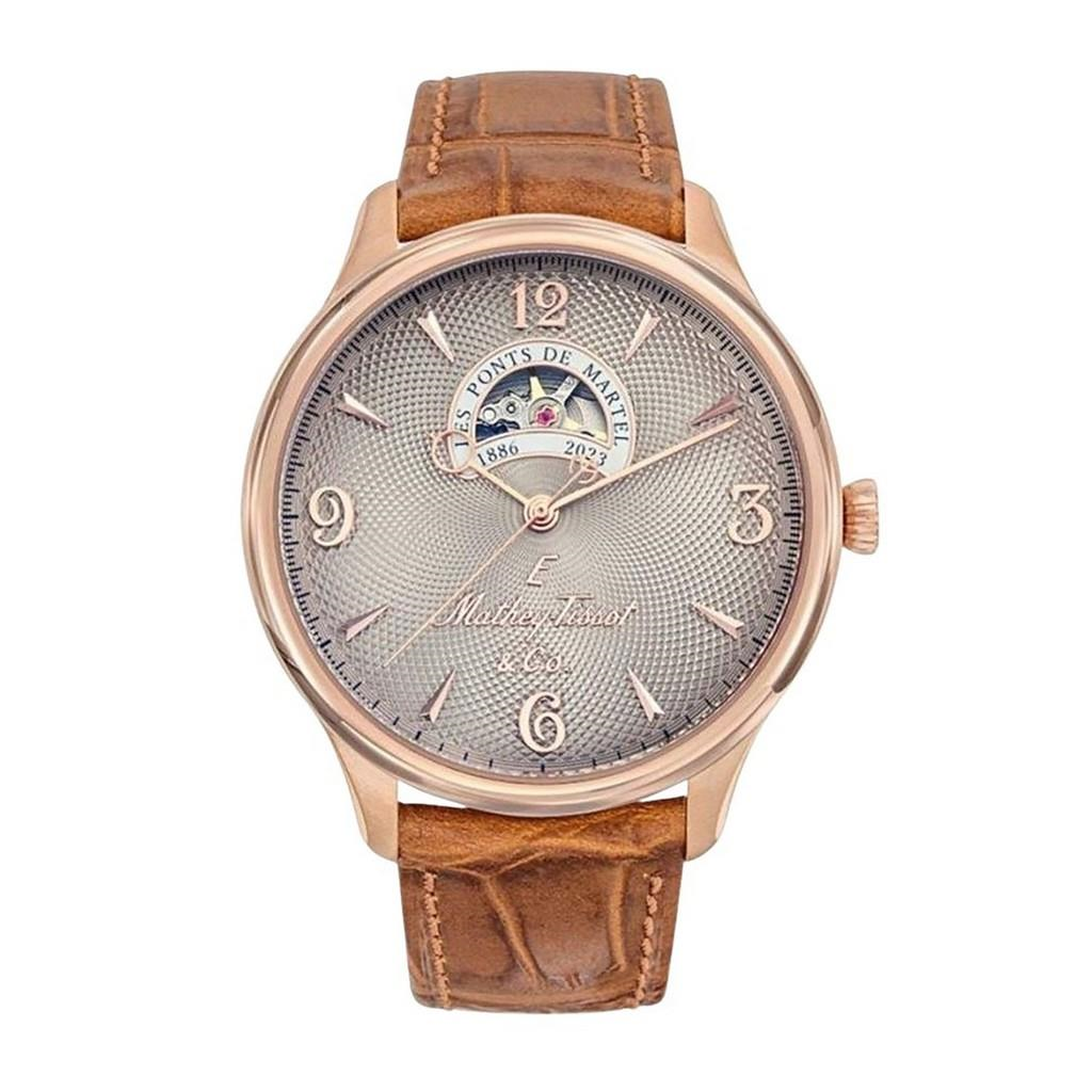Mathey-Tissot Edmond Limited Edition Leather Strap Open Heart Cream ...