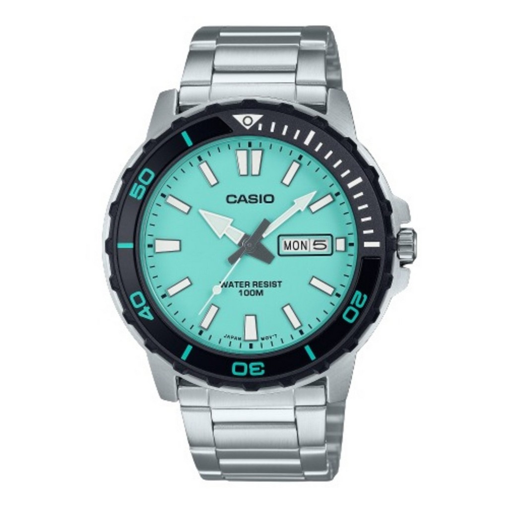 Casio Standard Analog Stainless Steel Turquoise Dial Quartz MTD-125D ...