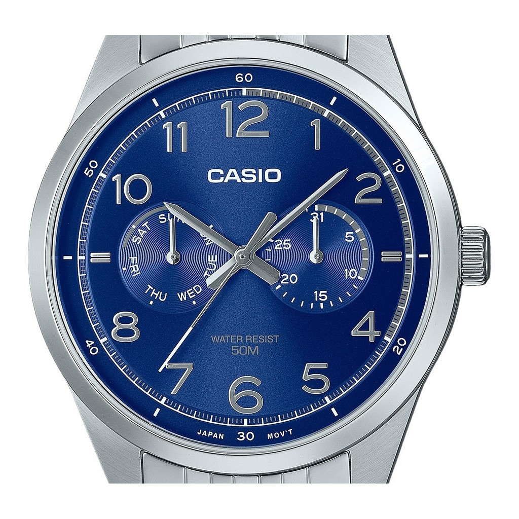 Casio Standard Analog Stainless Steel Blue Dial Quartz MTP-E340D-2AV ...