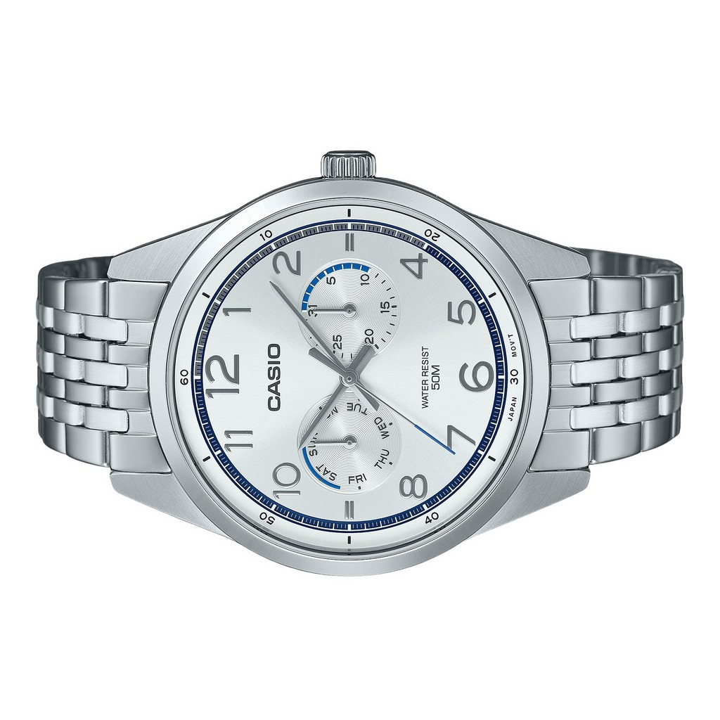 Casio Standard Analog Edelstahl Silber Zifferblatt Quarz MTP-E340D-7AV ...