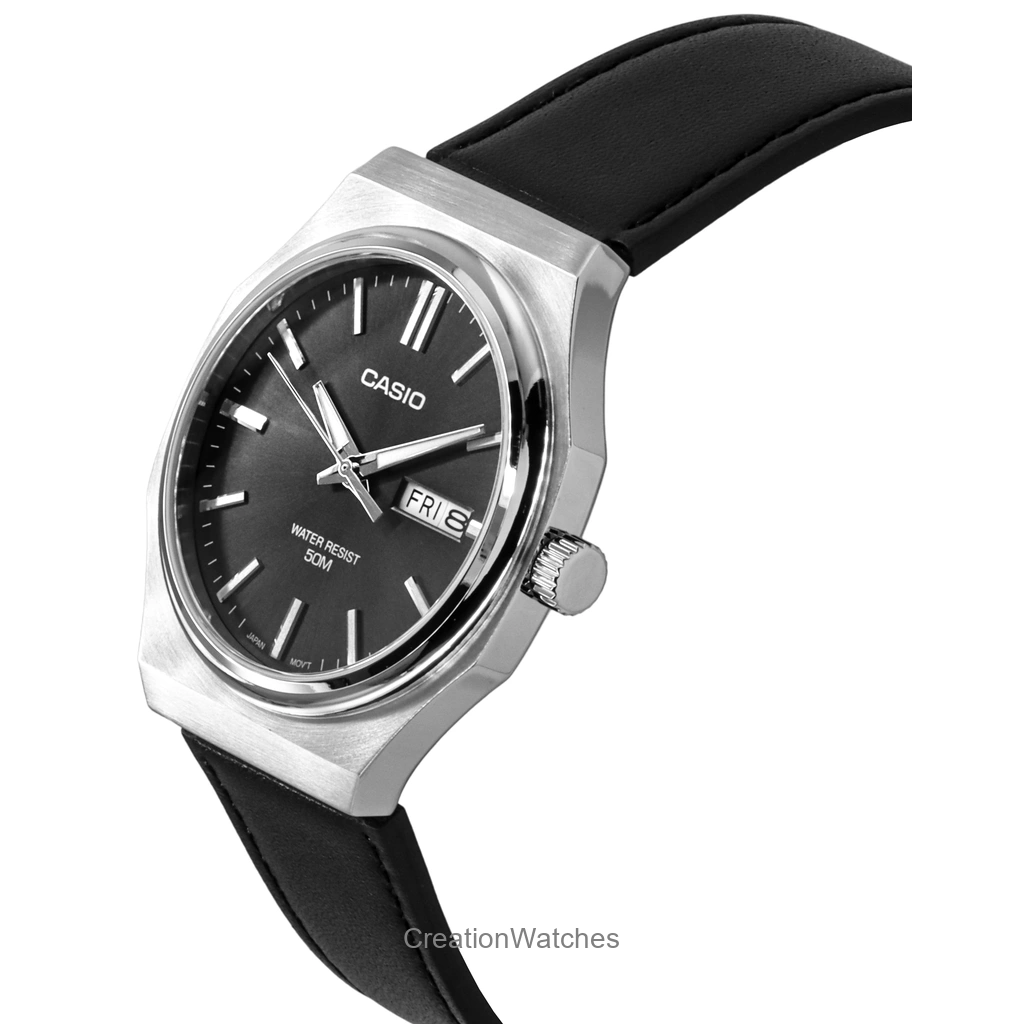 Casio Standard Analog Leather Strap Grey Dial Quartz MTP-E735L-8AV Men ...