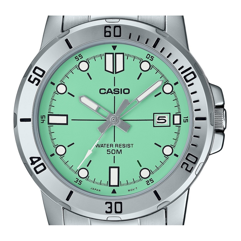 Casio Standard Analog Stainless Steel Mint Green Dial Quartz MTP-VD01D ...