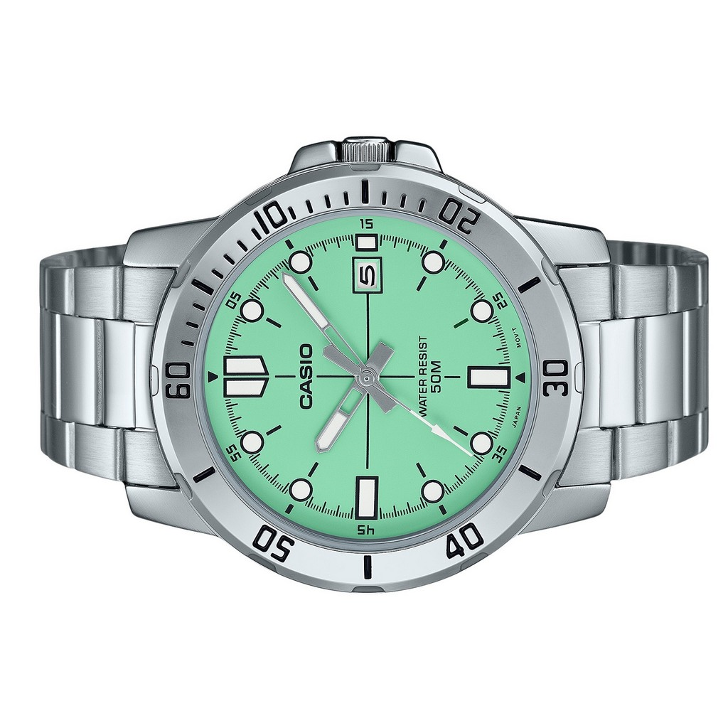 Casio Standard Analog Stainless Steel Mint Green Dial Quartz MTP-VD01D ...