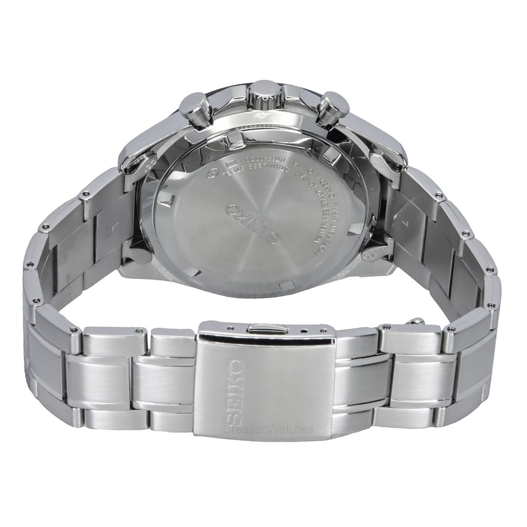 Seiko Spirit Chronograph Stainless Steel Blue Grey Sunburst Dial Quartz ...