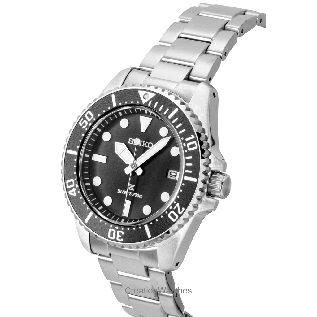 Seiko Prospex Stainless Steel Black Dial Solar Diver's SNE597P1 200M ...