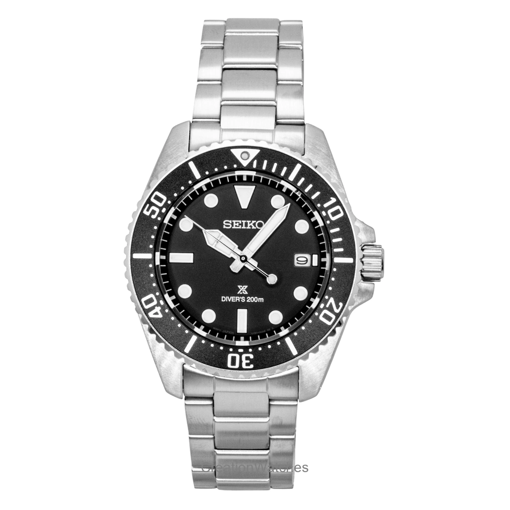 Seiko Prospex Stainless Steel Black Dial Solar Diver's SNE597P1 200M ...