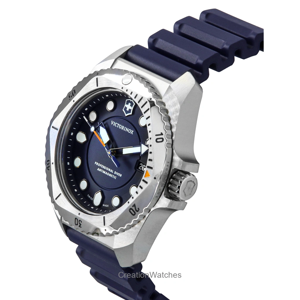 Victorinox Dive Pro Rubber Strap Blue Dial Quartz Diver's 241991 300M ...