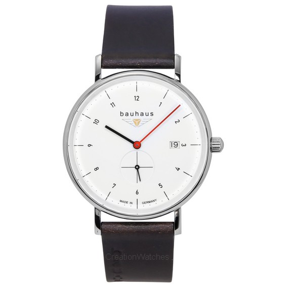 Bauhaus Classic Leather Strap White Dial Quartz 21301 Men's Watch