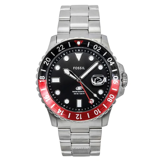 Fossil Blue GMT Stainless Steel Black Dial Quartz FS6092 100M Men's watch
