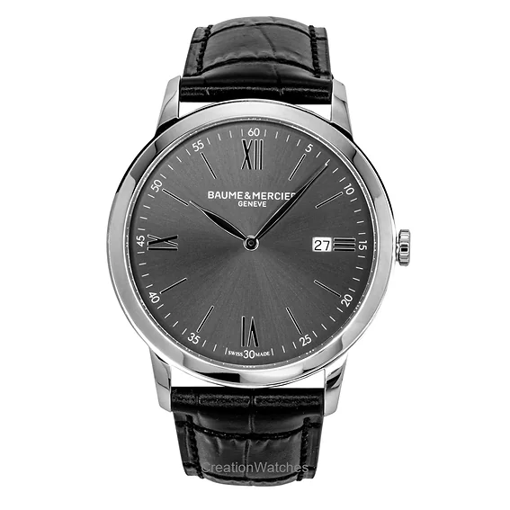 Baume & Mercier Classima Leather Strap Black Dial Quartz M0A10416 Men's ...