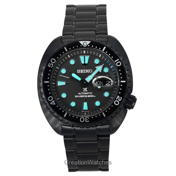 Seiko Prospex Black Series Night Vision Turtle Black Dial Automatic ...