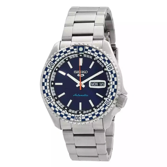 Seiko 5 Sports SKX Series Checker Flag Special Edition Petrol Blue Dial ...