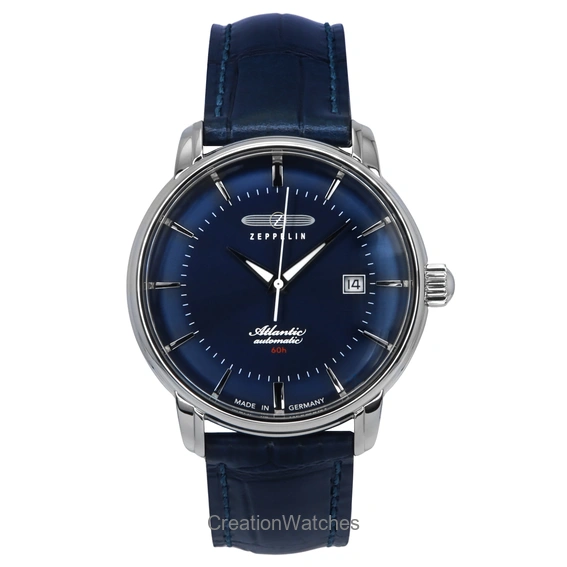 Zeppelin Atlantic Leather Strap Blue Dial Automatic 84603 Men's Watch
